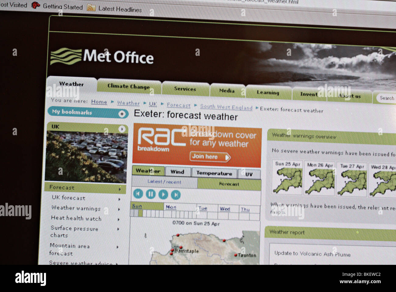 UK Meteorological Office website - editorial use only Stock Photo - Alamy