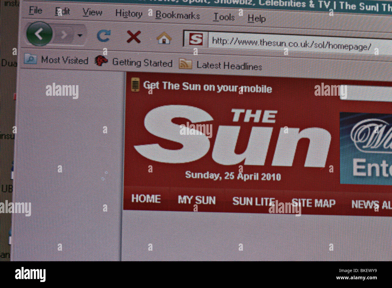 The Sun website - editorial use only Stock Photo - Alamy