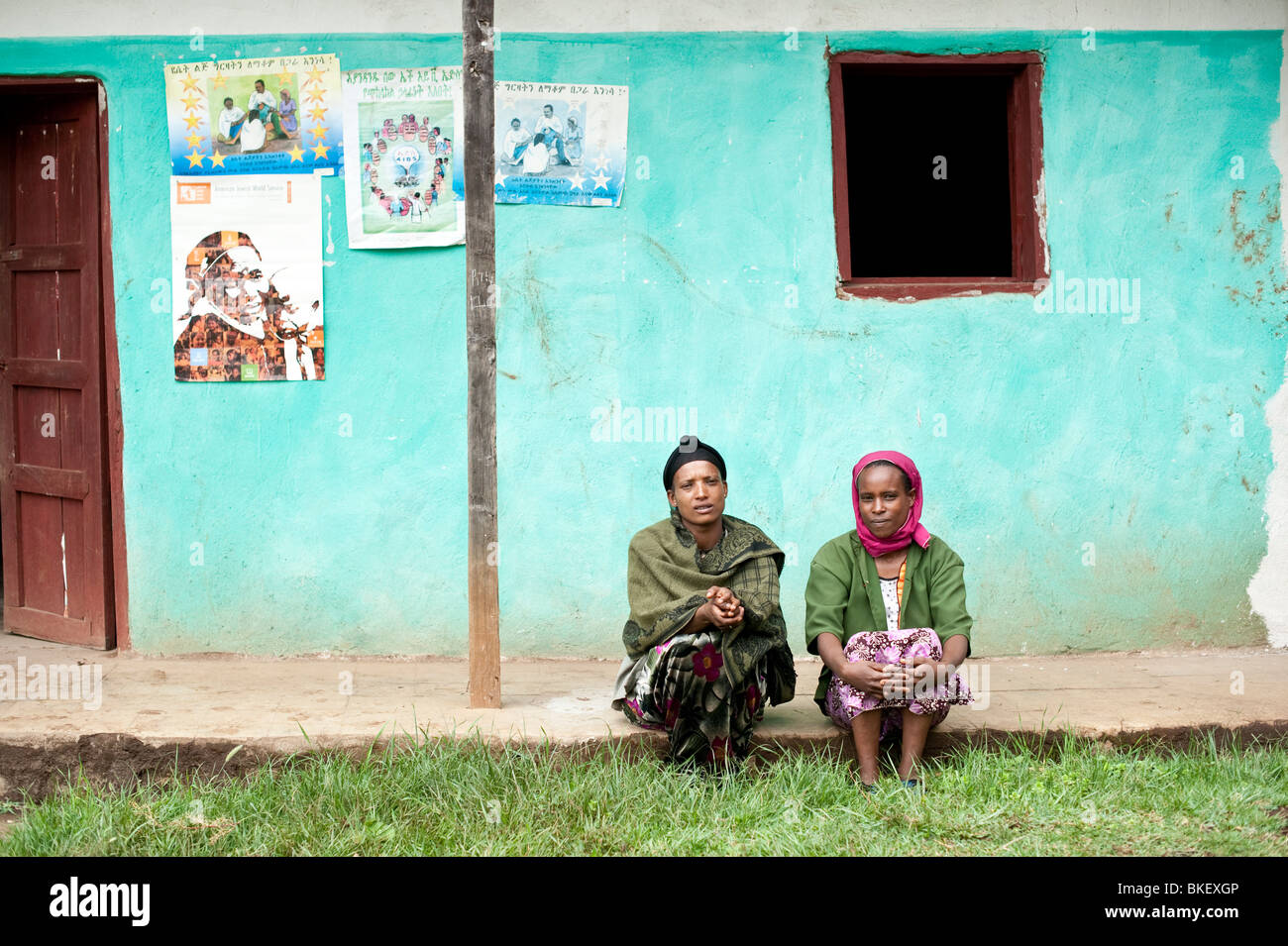 Two women sitting outside building in Damboya Southern Ethiopia Stock ...