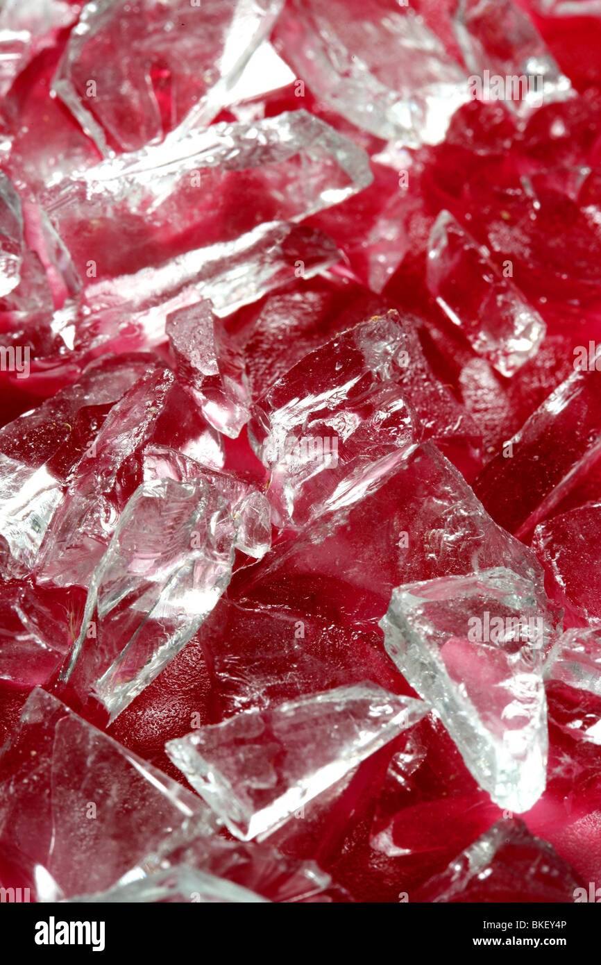 broken glass pieces over red fake blood, as a textured background Stock ...