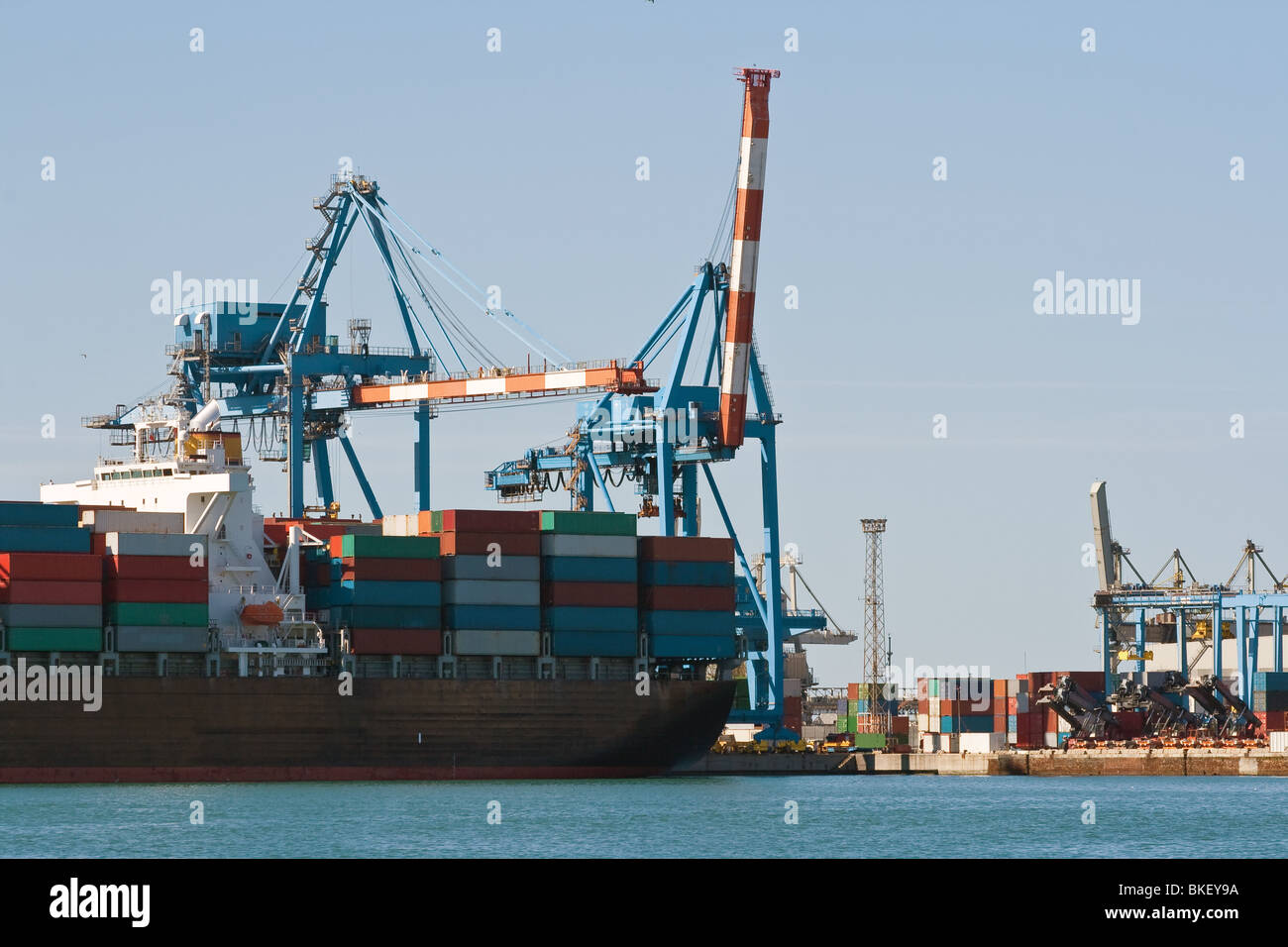 detail of container ship in Genova harbor Stock Photo - Alamy