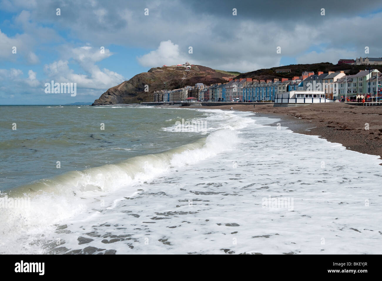 Aberystwyth North beach wave breaking. Wales UK Stock Photo - Alamy