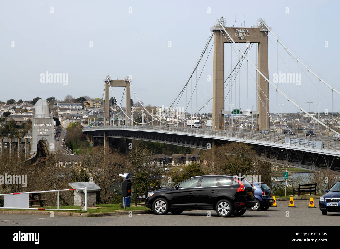 The Brunel railway bridge & the Tamar road bridge which run parallel ...