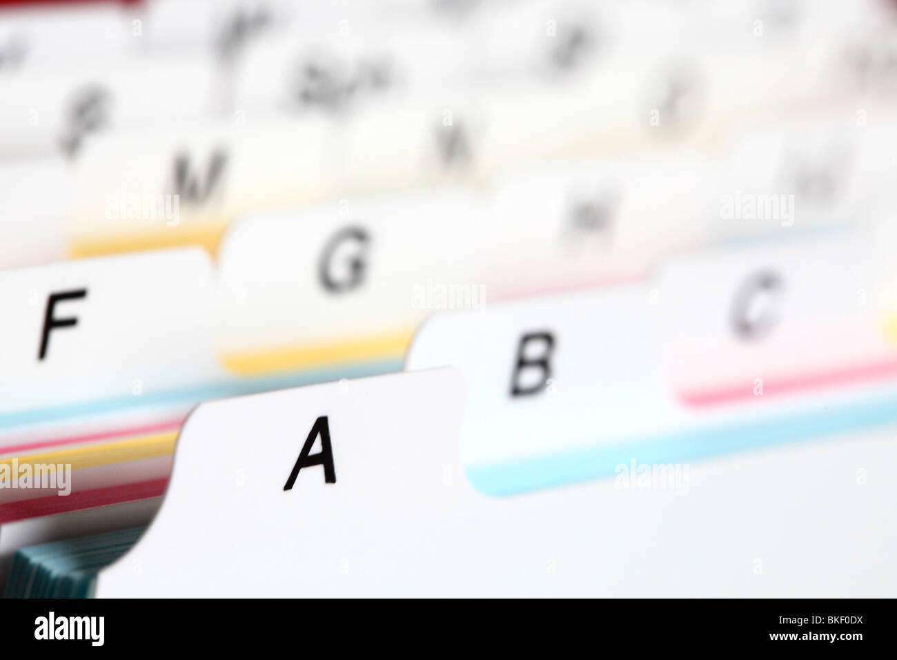 File cards in a box. ABC. in alphabetic order Stock Photo - Alamy