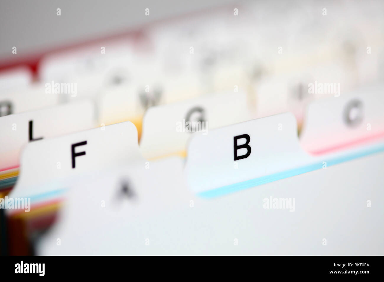 File cards in a box. ABC. in alphabetic order Stock Photo - Alamy