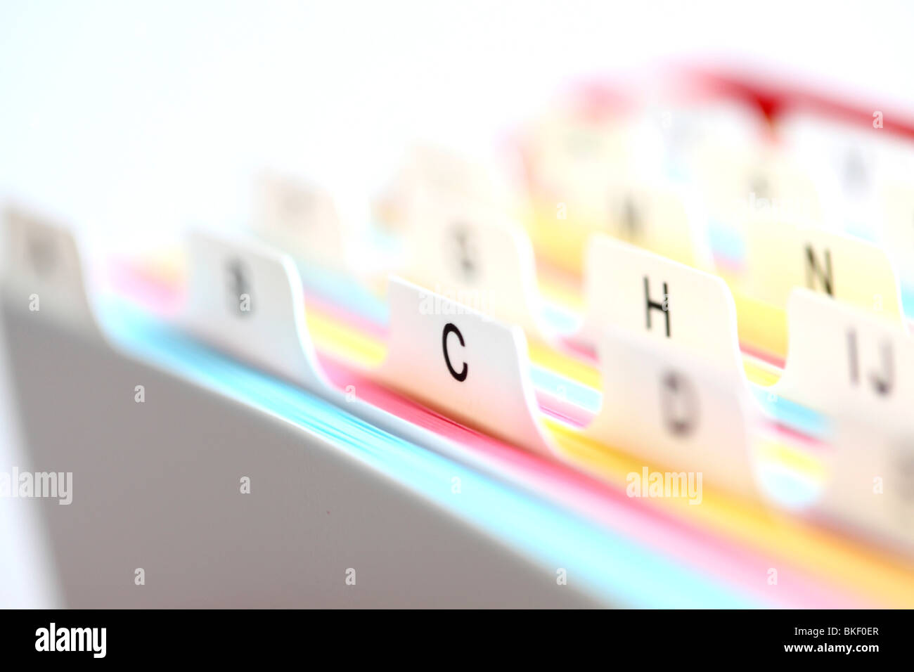 File cards in a box. ABC. in alphabetic order Stock Photo - Alamy