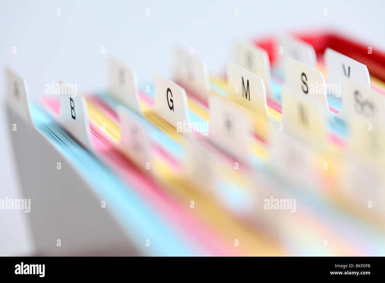 File cards in a box. ABC. in alphabetic order Stock Photo - Alamy