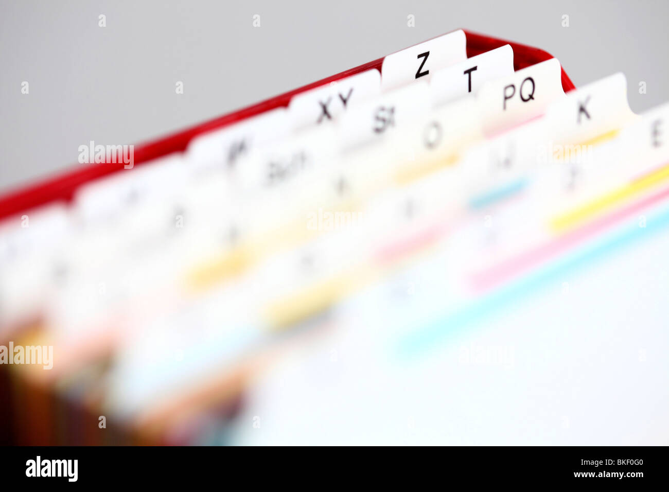 File cards in a box. ABC. in alphabetic order Stock Photo - Alamy