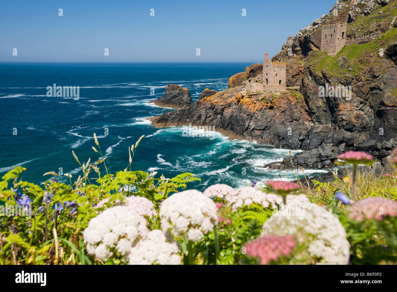 The famous Crown tin mine at Bottallack on the North Cornish coast ...