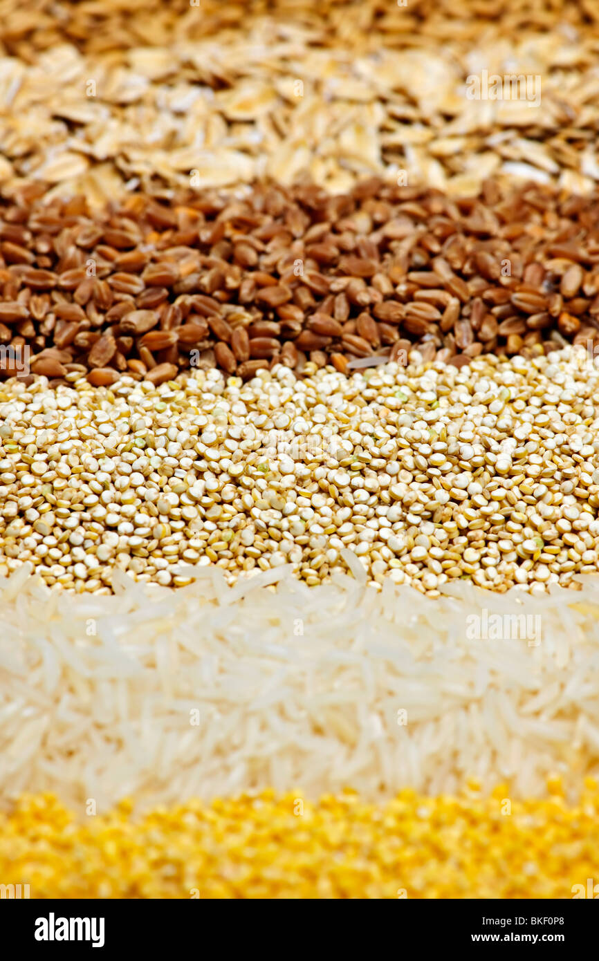 Background of different kinds of grains close up Stock Photo - Alamy