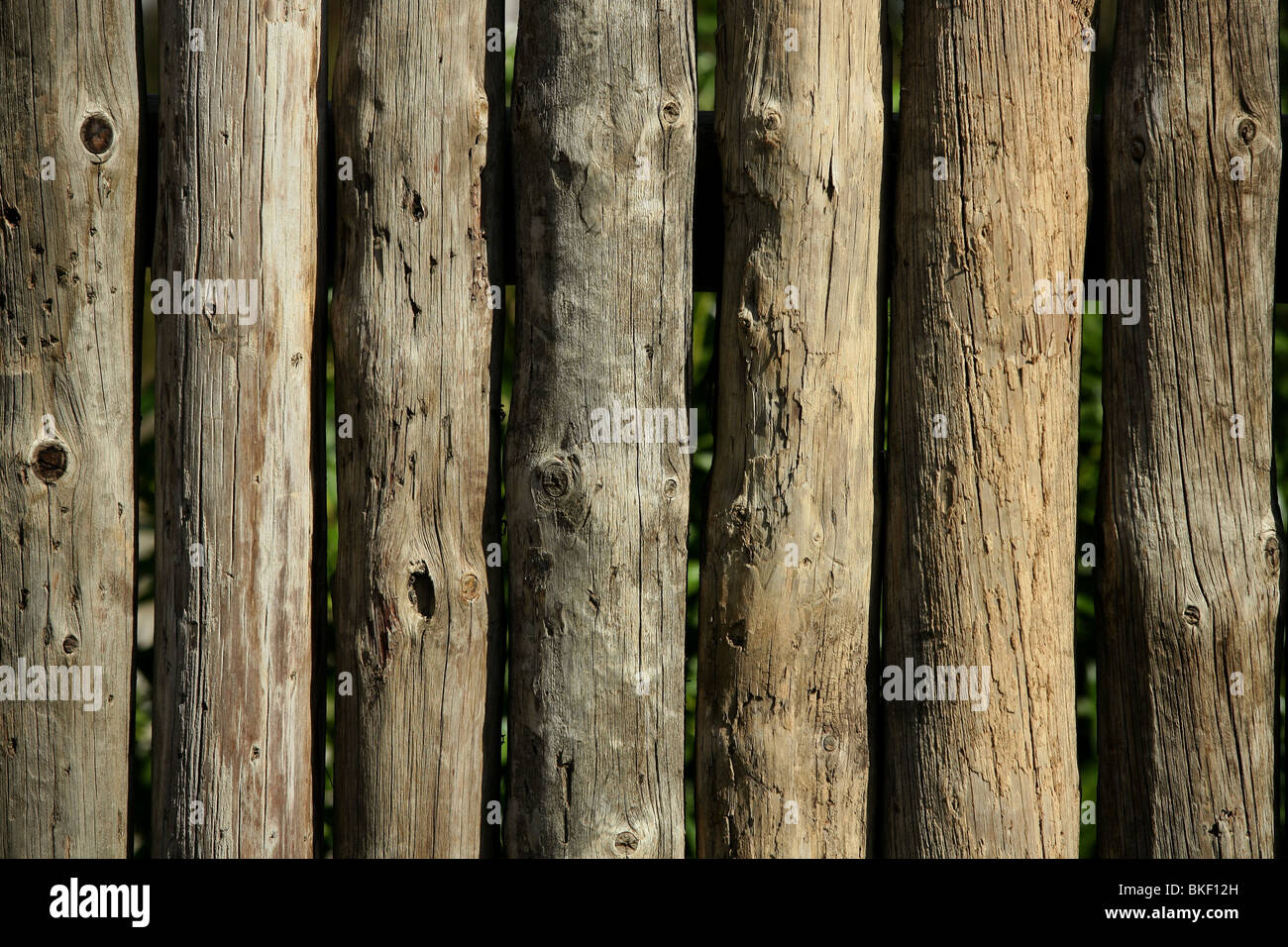 Wood natural striped trunks wall, fence, traditional wood architecture ...