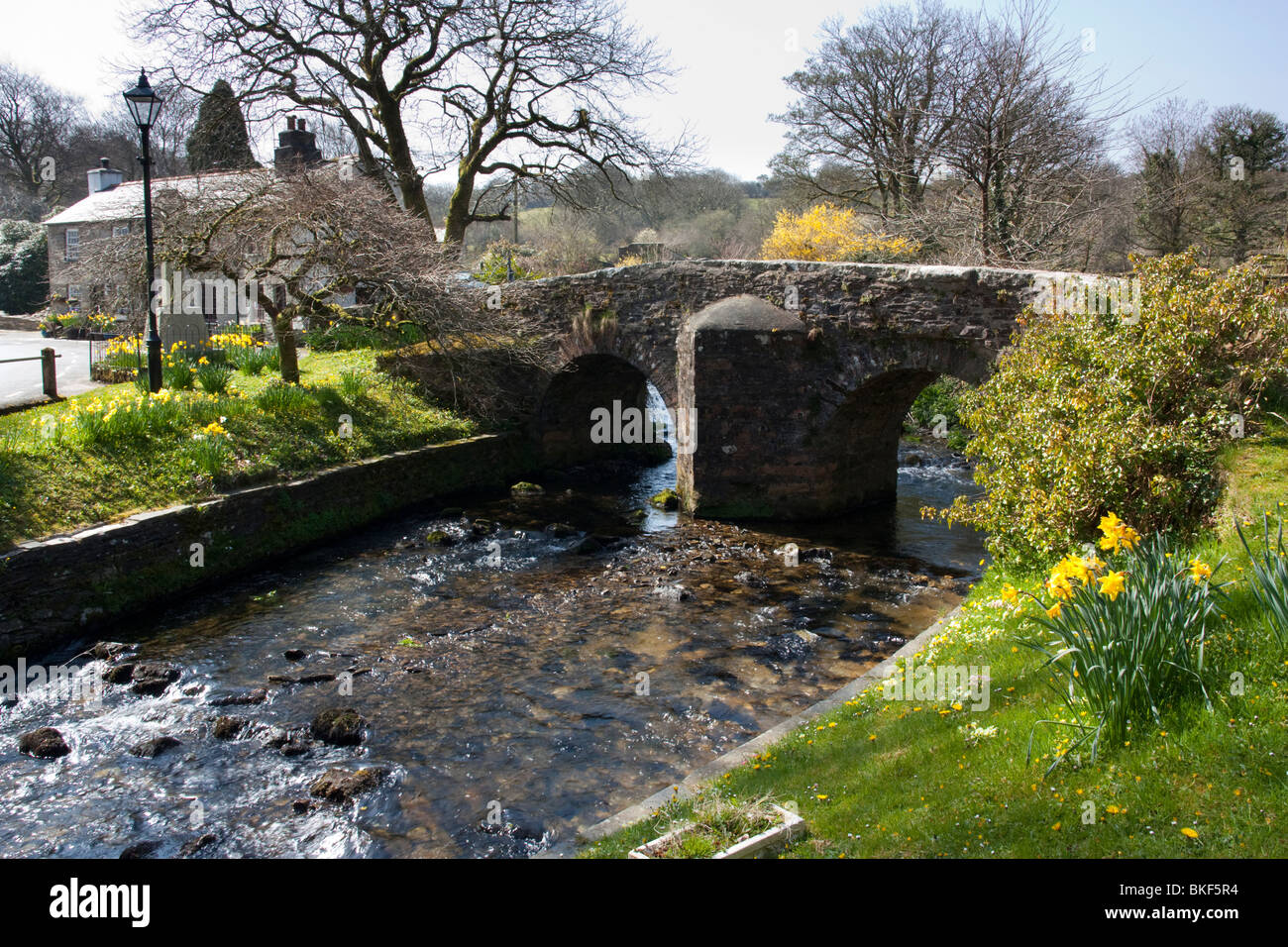 Beside the River Inny in the village of Altarnun, Cornwall England ...