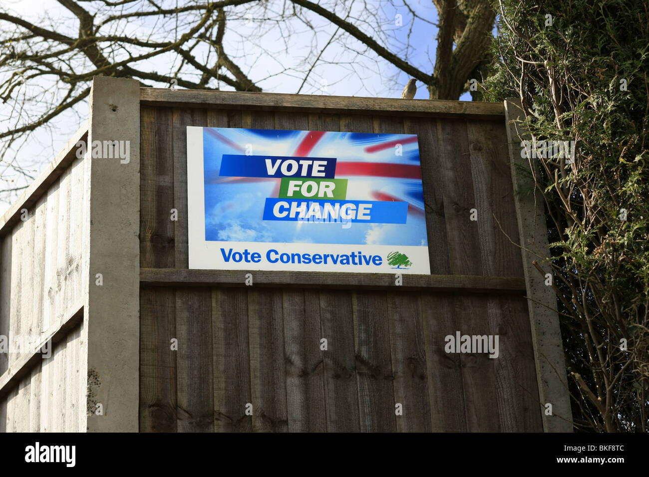 Conservative Political Party banner outside a supporter's home in ...