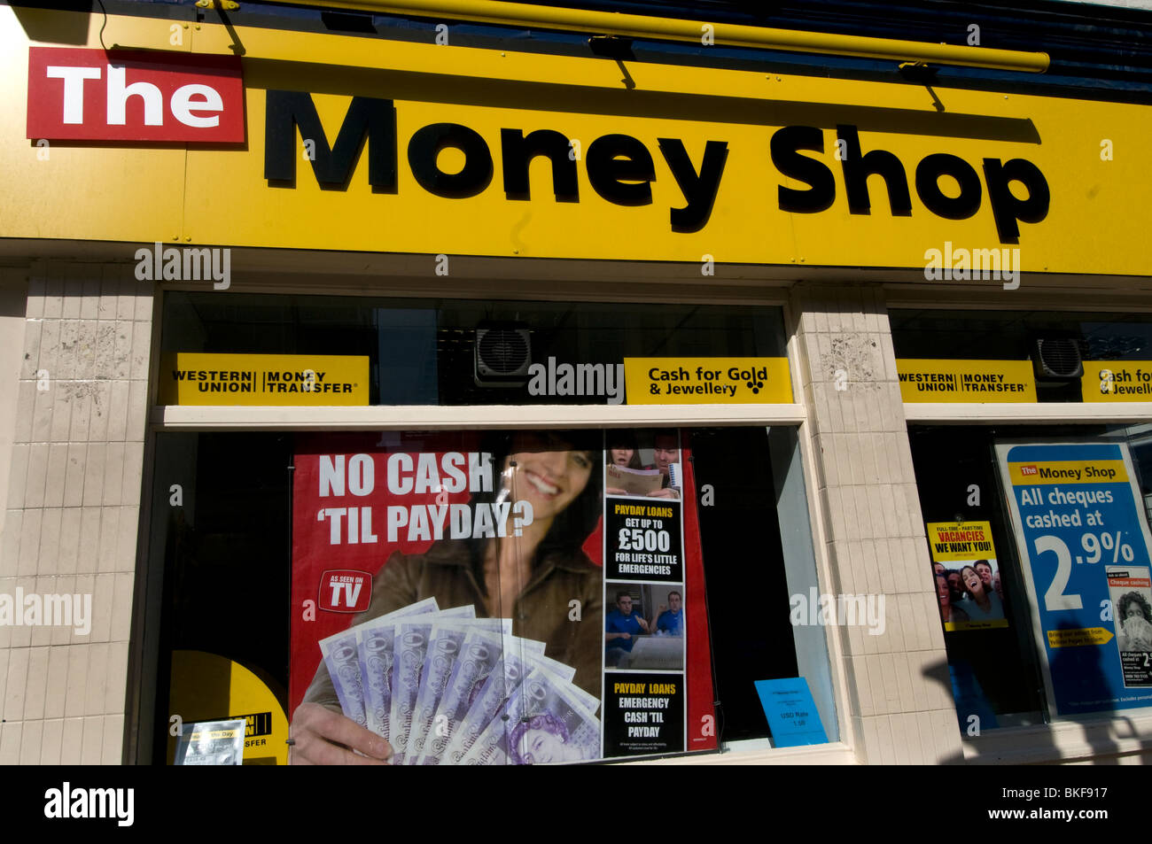 Hackney Money shop Window display Stock Photo - Alamy