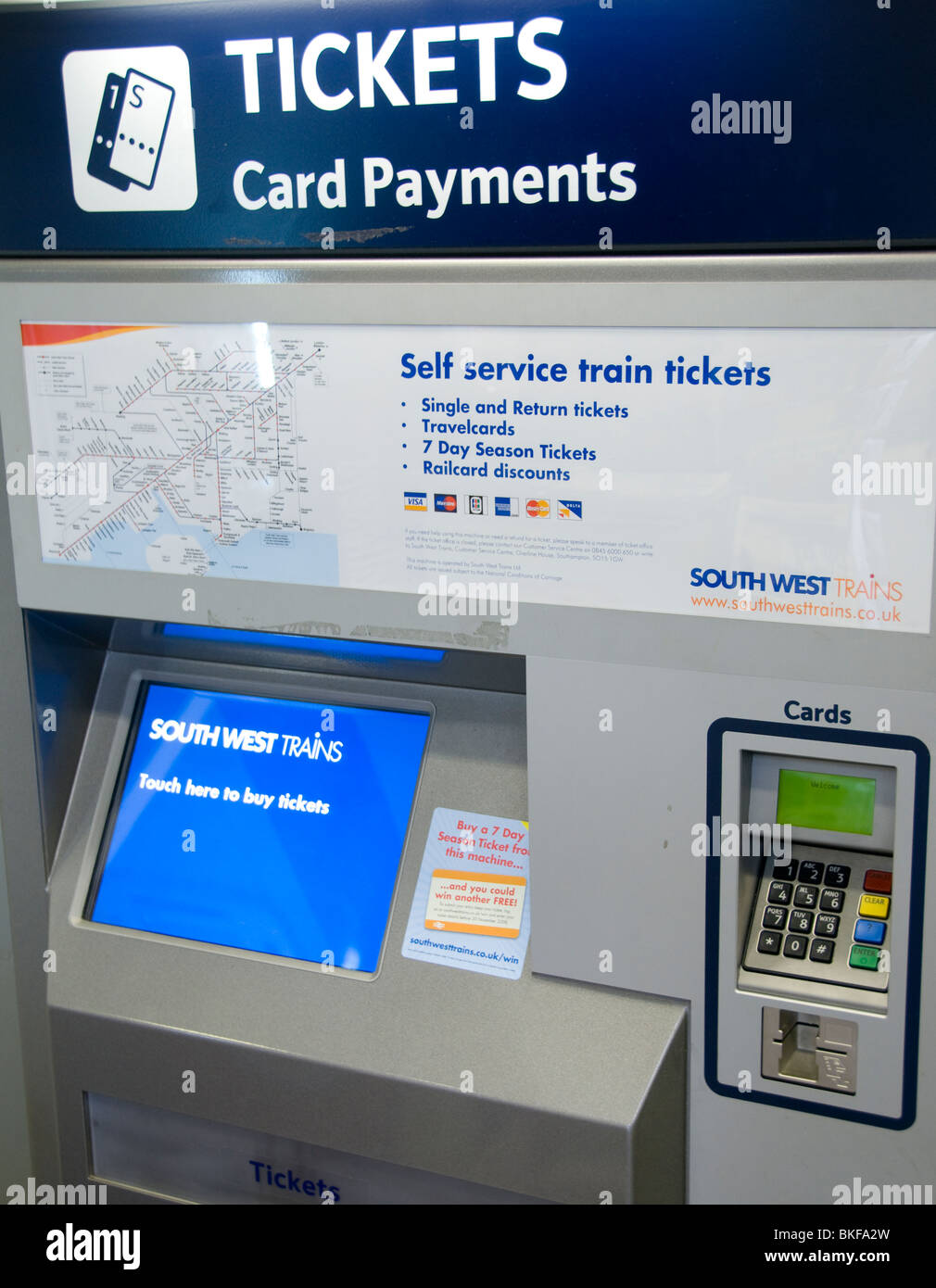 A card payment machine for trains at a station in Britain Stock Photo ...
