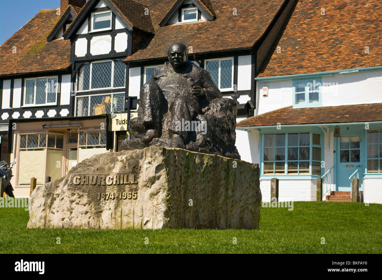 Statue Of Sir Winston Churchill On Westerham Village Green Kent England ...