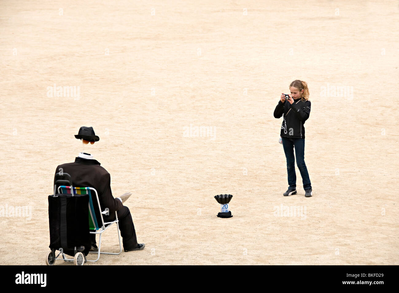 street performer in park guell Barcelona as an invisible man being ...