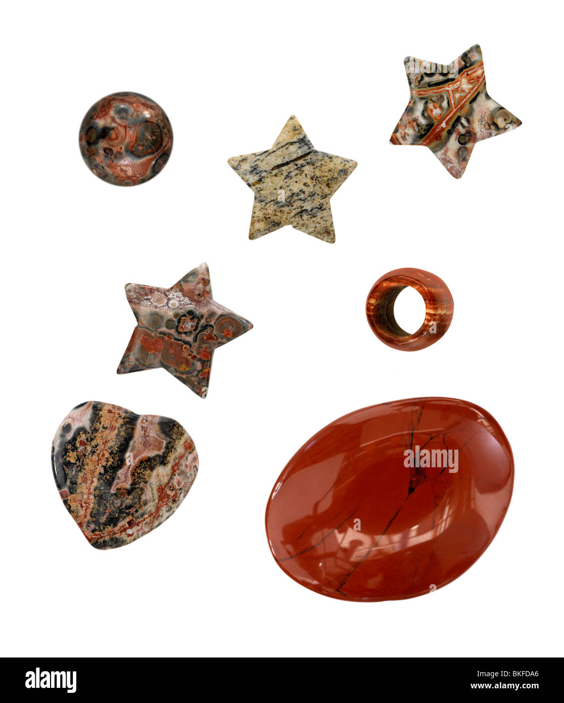 Various shapes of cut & polished Jasper on a white background Stock ...