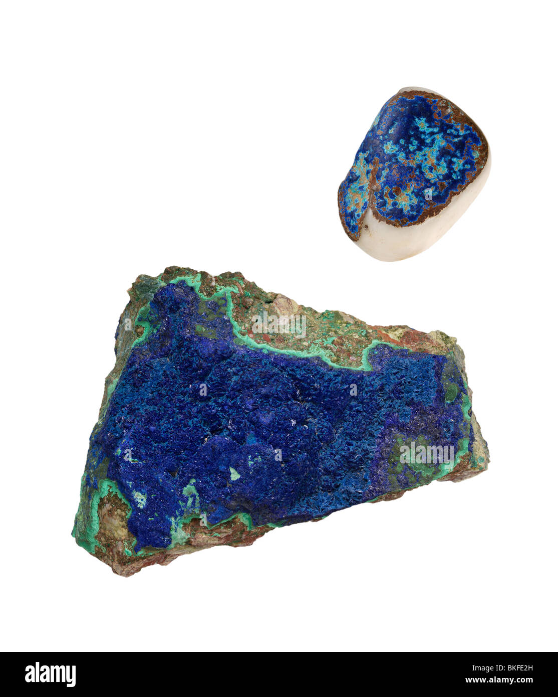 Two pieces of Azurite on a white background Stock Photo - Alamy