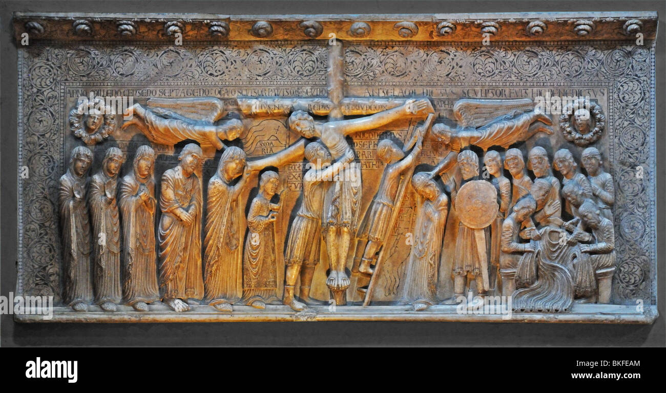 Beautiful relief carving by Benedetto Antelami inside Baptistry of Il ...