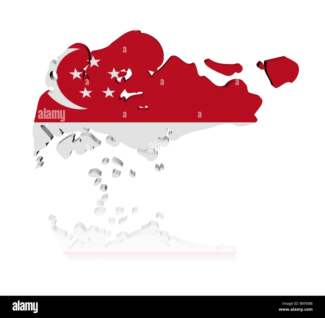 Singapore map flag 3d render with reflection illustration Stock Photo ...