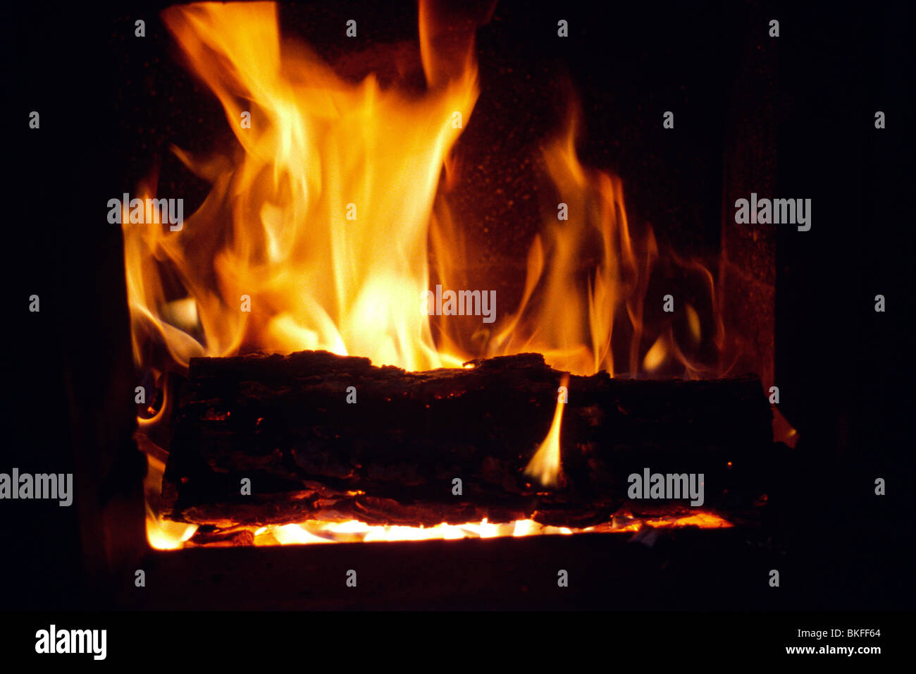 Chimney with fire Stock Photo - Alamy