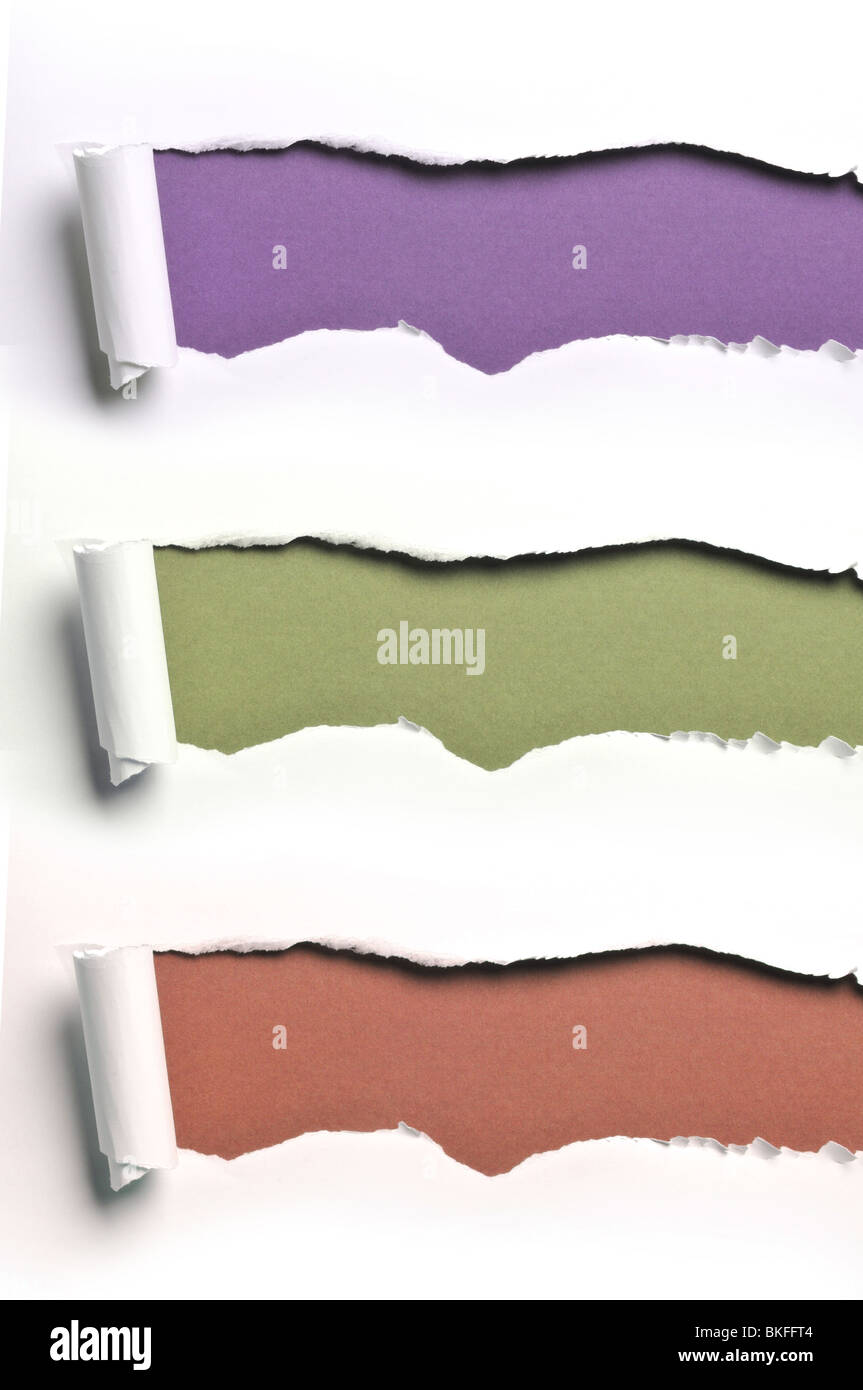 ripped white paper against a various color backgrounds Stock Photo - Alamy