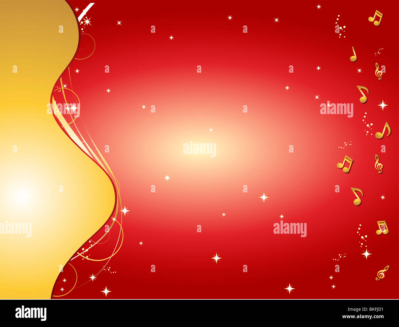 Red and gold background with music notes and ornaments Stock Photo - Alamy