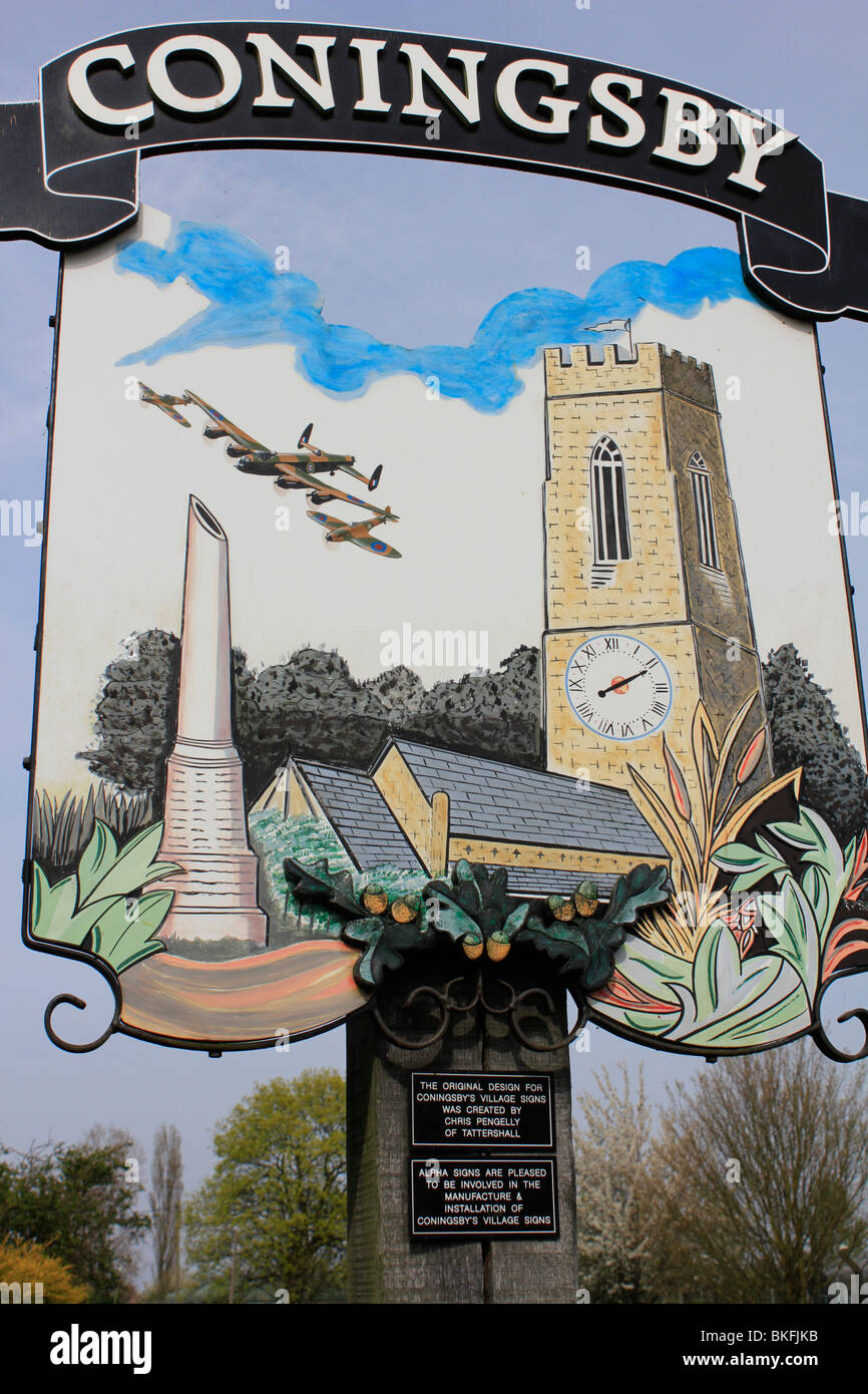 ornate village heritage signpost coningsby lincolnshire england uk gb ...