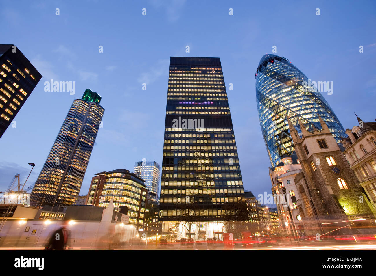 The Swiss Re Tower and other buildings in the City of London, UK Stock ...