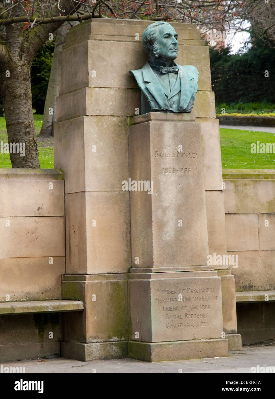 A bust of Samuel Morley at the Arboretum Park, Nottingham England UK ...