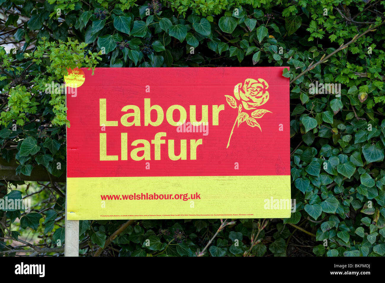 Welsh Labour Party sign being displayed during a General Election Stock ...