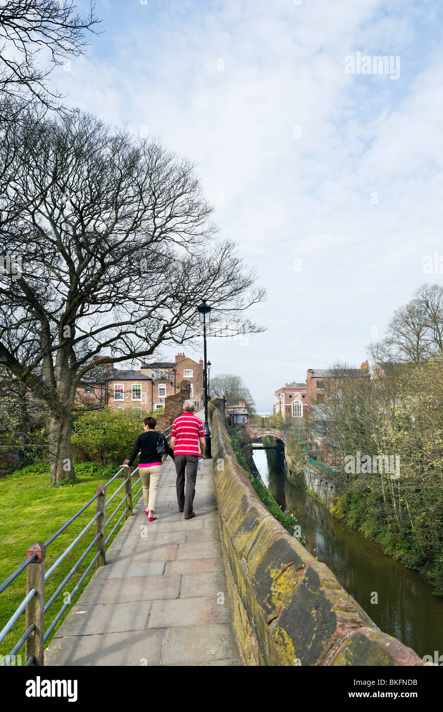 The city walls alongside the Union Canal near Northgate, Chester ...