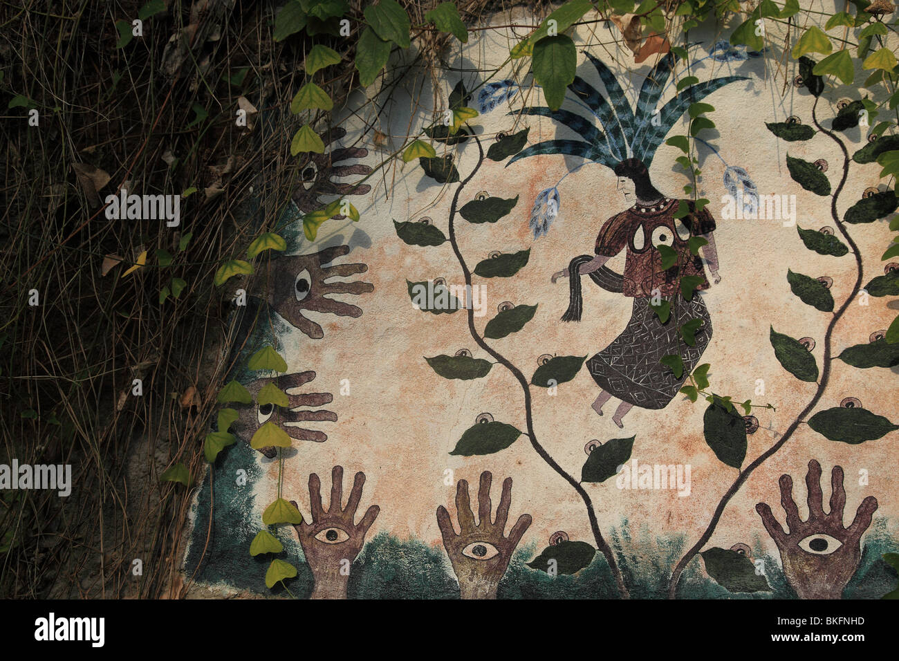 Wall painting in Eden Project gardens Cornwall England Stock Photo - Alamy