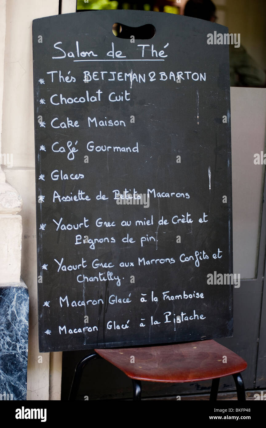 Paris, France, Detail, Paris Bistro Restaurant, Handwritten Menu on ...