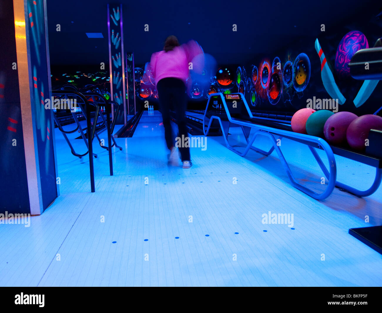 A Child Ten Pin Bowling, UK Stock Photo - Alamy