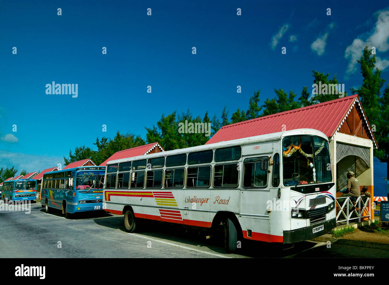 BUS STATION, PORT MATHURIN, RODRIGUES ISLAND, MAURITIUS REPUBLIC Stock ...