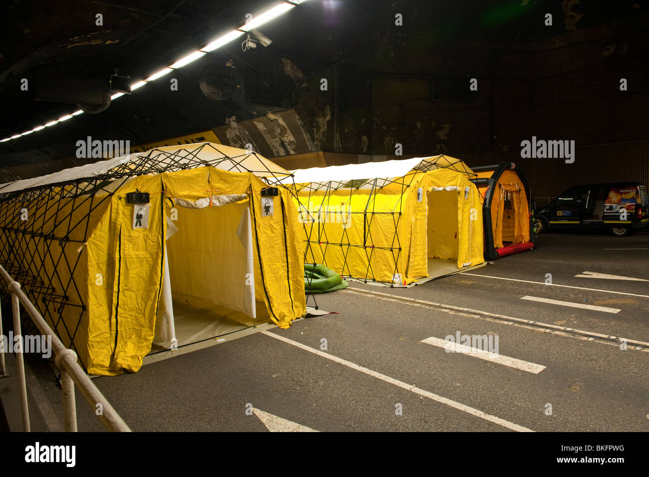 Fire Service Mass Decontamination Showers and Equipment Stock Photo - Alamy