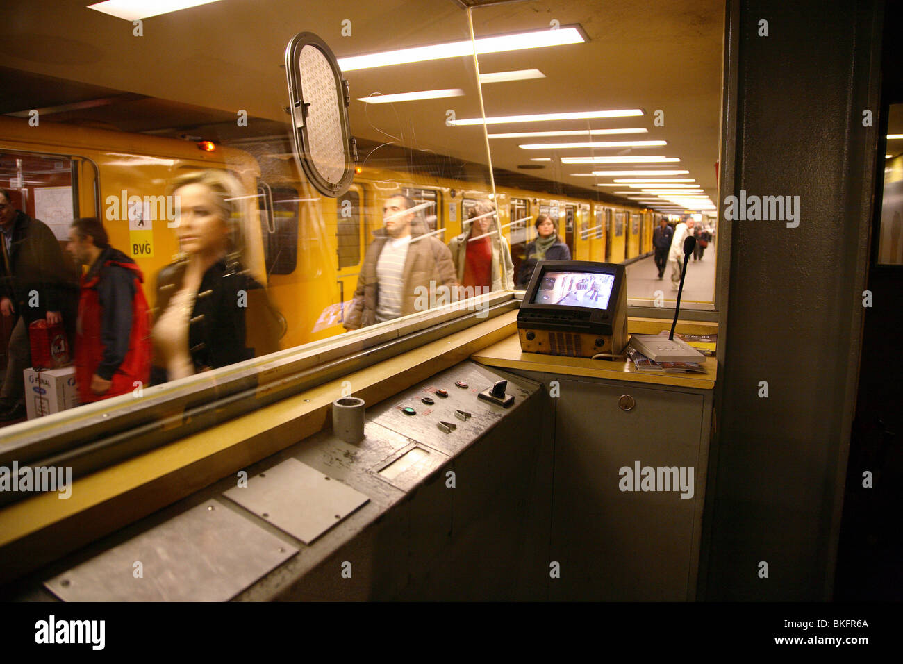 Control cabin at an U-Bahn station, Berlin, Germany Stock Photo - Alamy