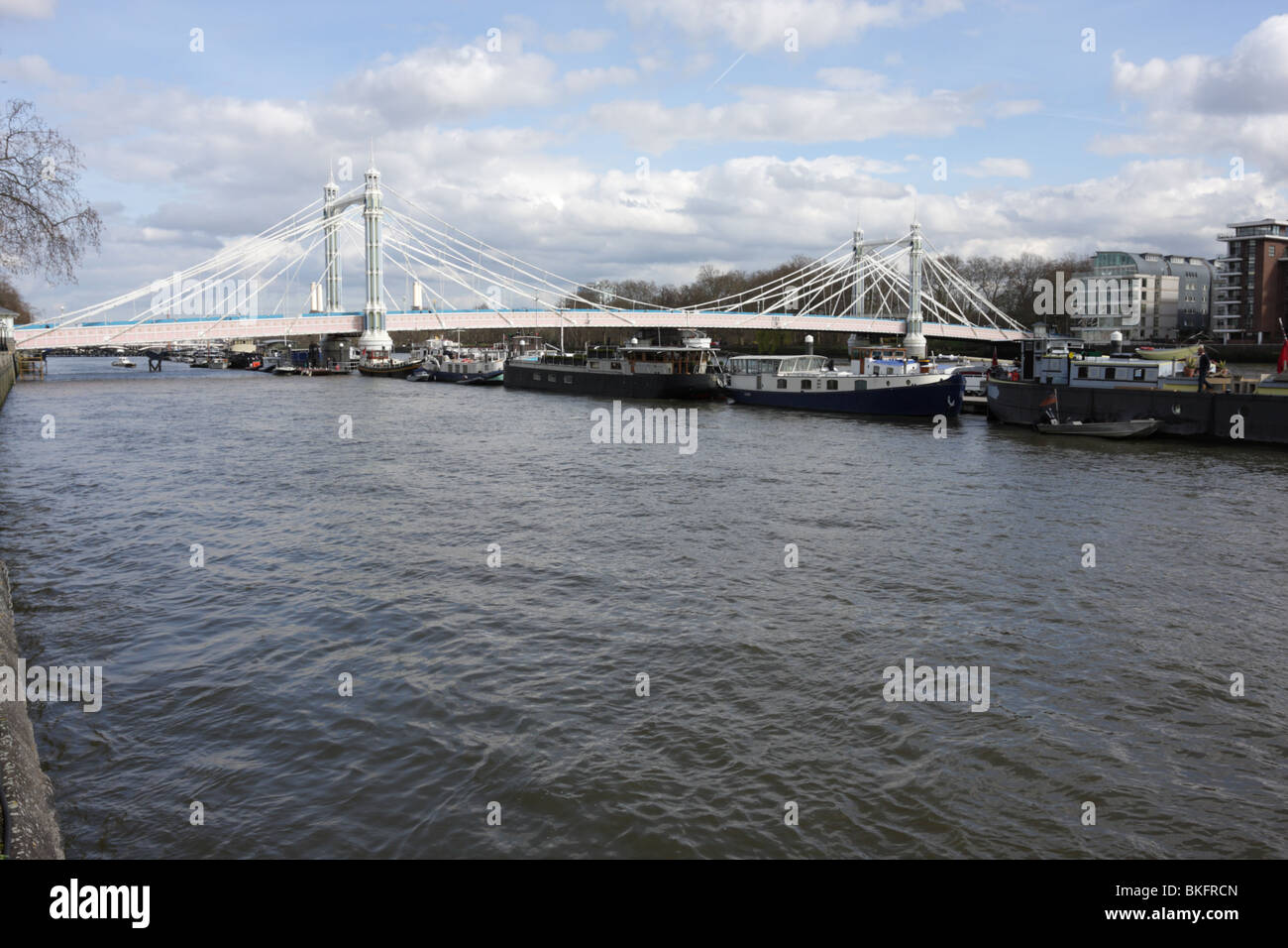 Albert bridge from the chelsea bank hi-res stock photography and images ...