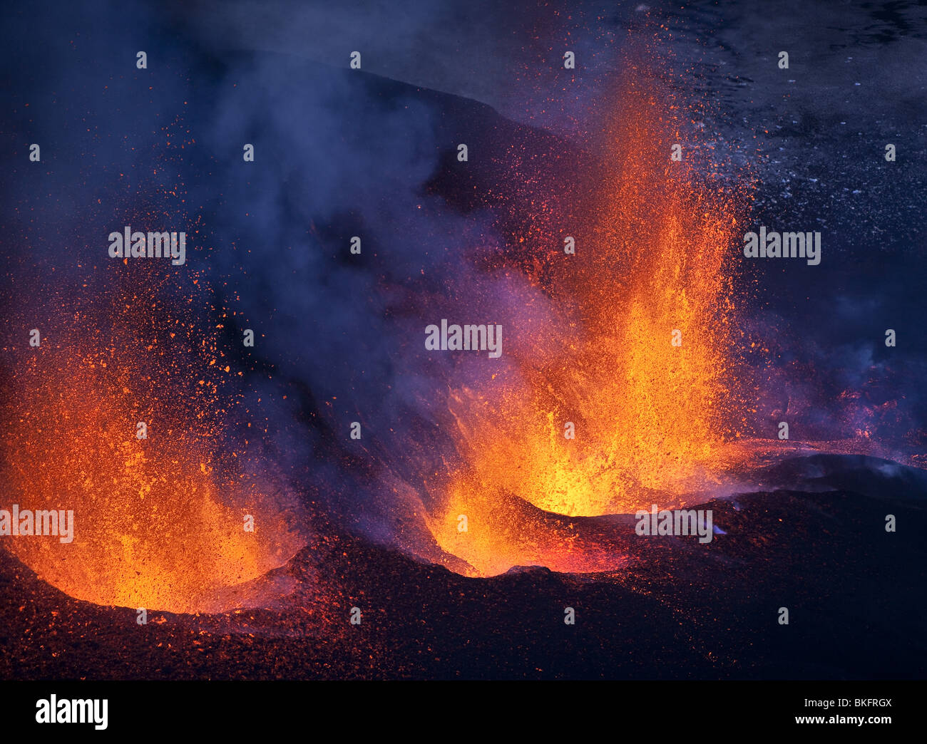 Lava fountains during volcano eruption hi-res stock photography and ...