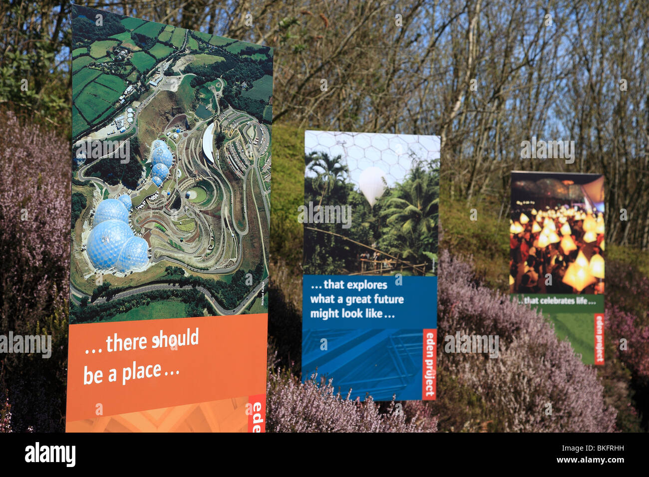 Eden Project gardens posters Cornwall England Stock Photo - Alamy
