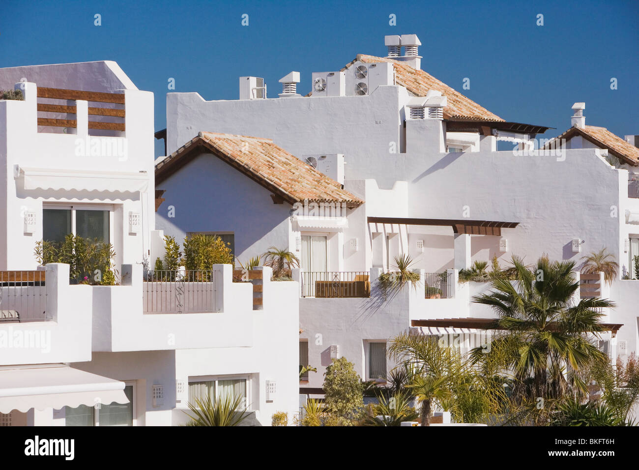 Small villas in traditional white Spanish holiday village Stock Photo ...