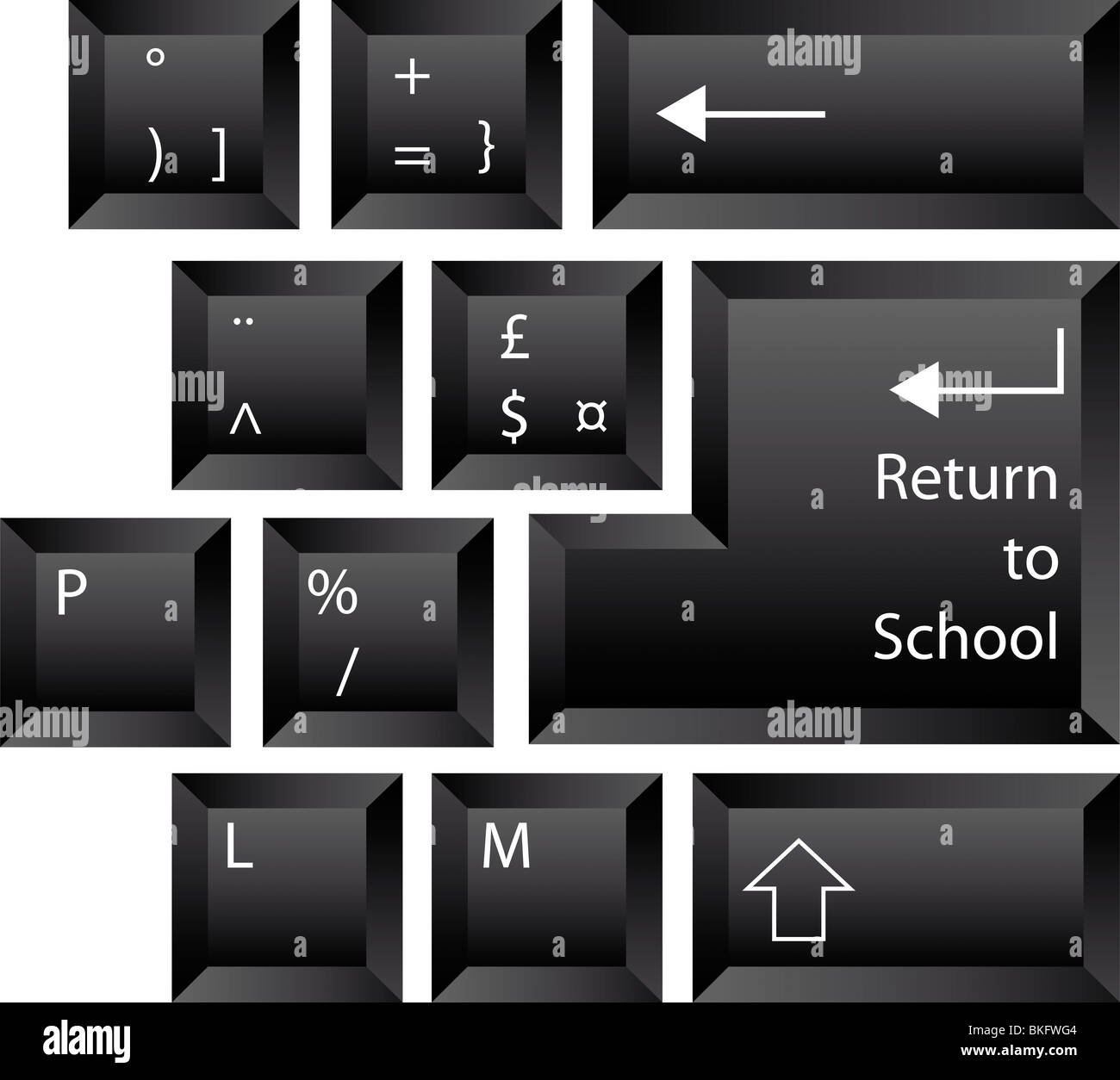 Creative keyboard with back to school key on return Stock Photo - Alamy