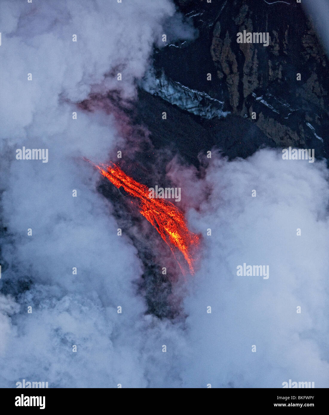Fire and Ice-volcano eruption in Iceland at Fimmvorduhals, a ridge ...