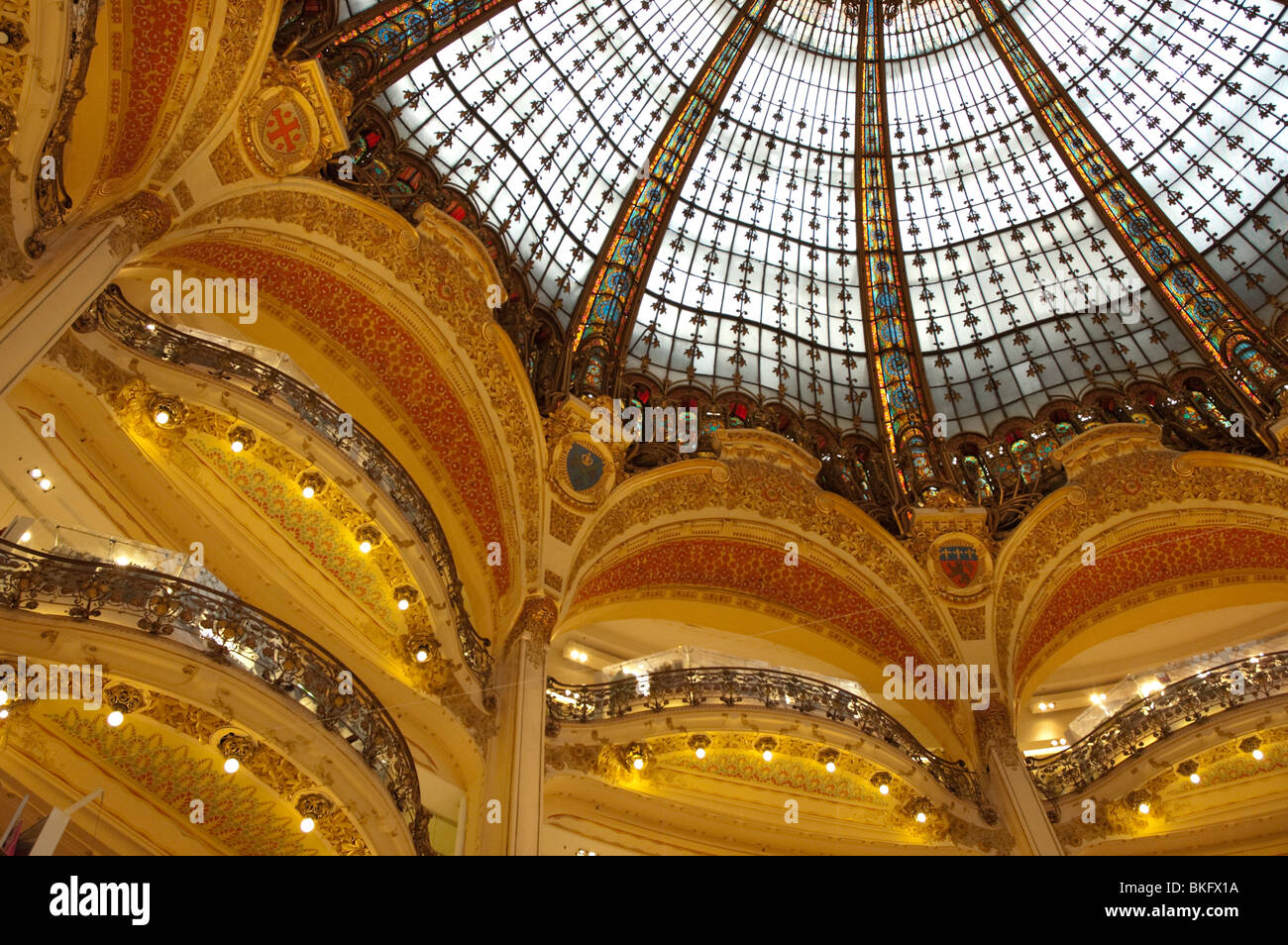 Galeries Lafayette department store on Boulevard Haussmann, Paris ...