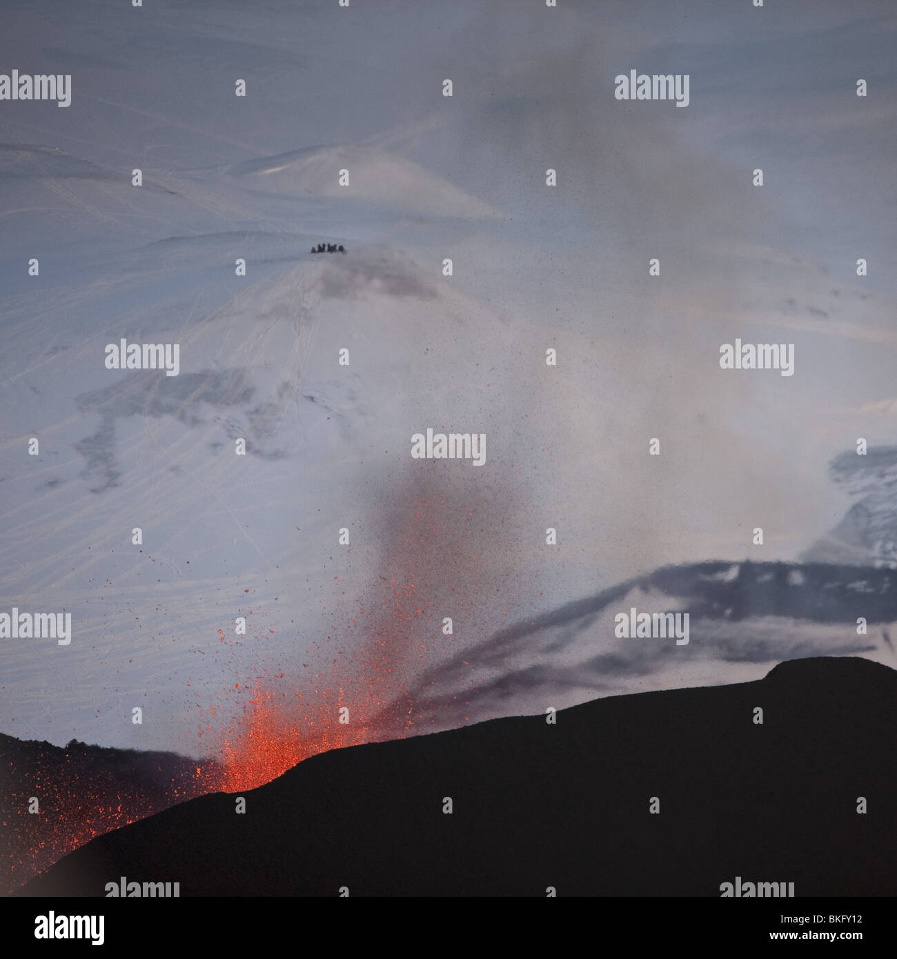 Fire and Ice-volcano eruption in Iceland at Fimmvorduhals, a ridge ...
