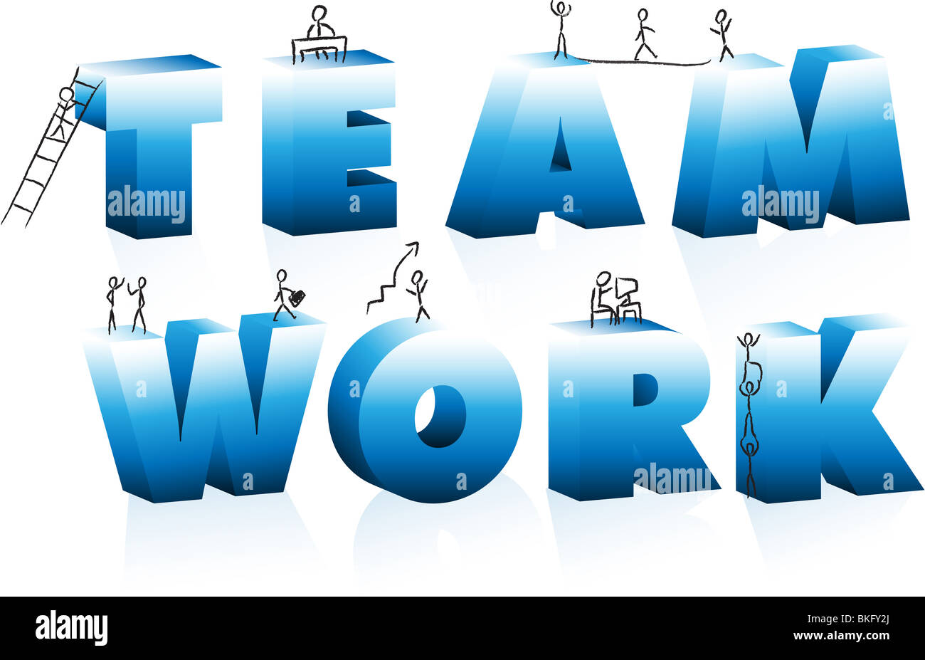 Doodle Cartoons Climbing Word TeamWork Stock Photo - Alamy