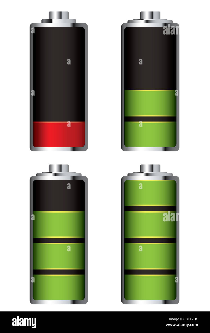 Illustrated battery charge showing it fill and empty in icon form Stock ...