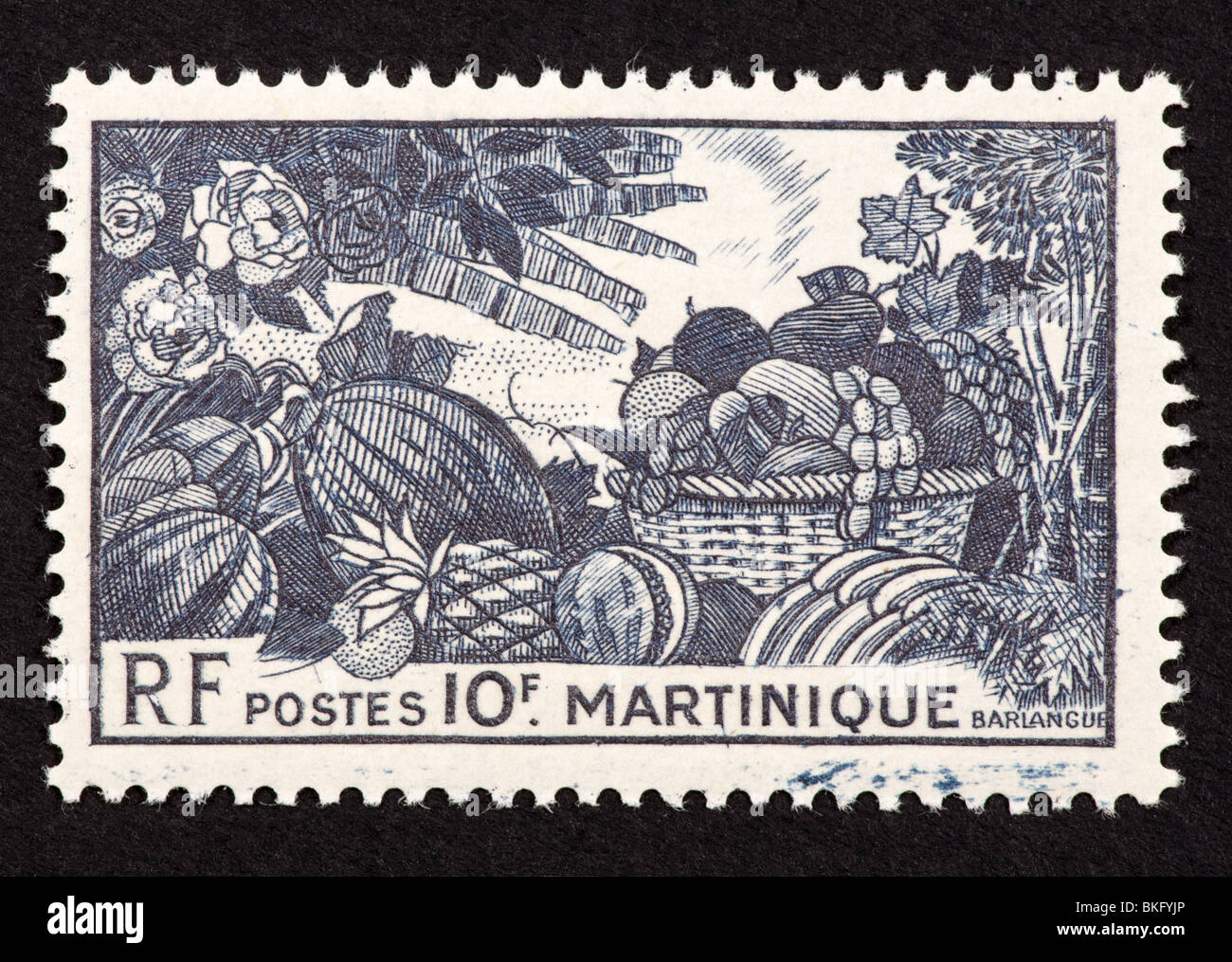 Postage stamp from Martinique depicting native fruits Stock Photo - Alamy